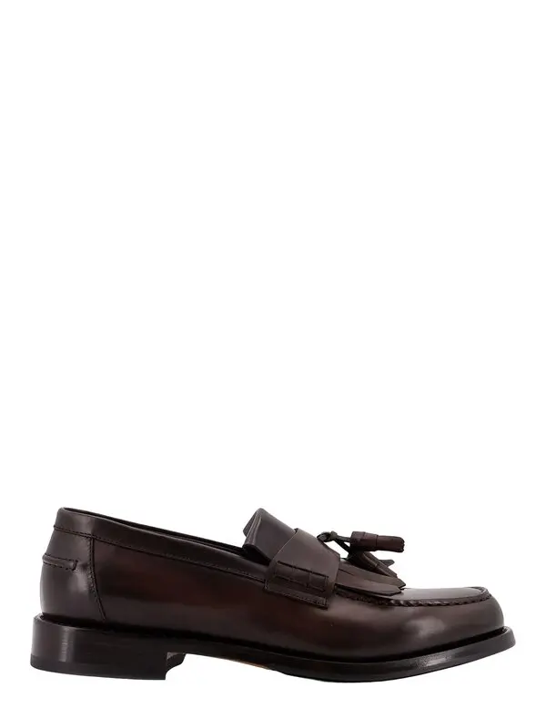 DOUCAL'S Leather Loafers With Tassels - Brown