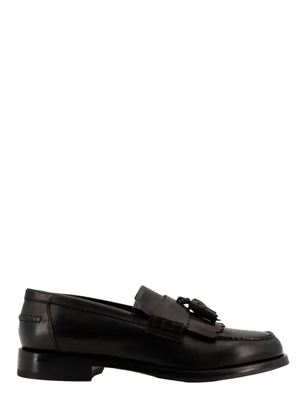 DOUCAL'S Leather Loafers With Tassels - Black