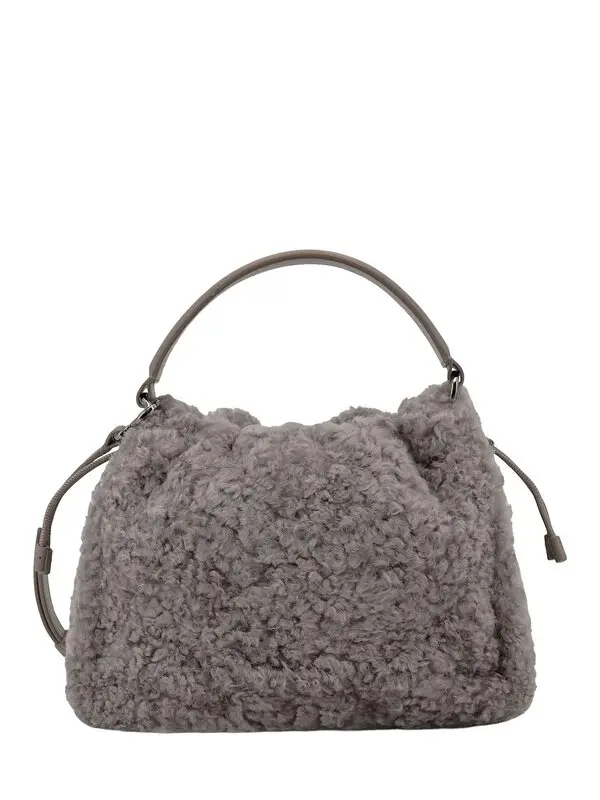 Brunello Cucinelli Small Shearling Bucket Bag - Grey