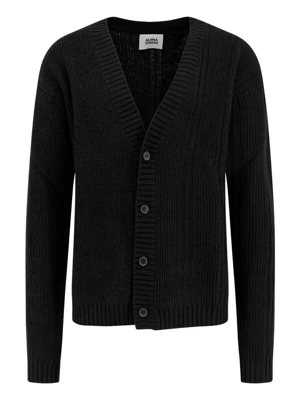 Alpha Studio Wool Cardigan - Black