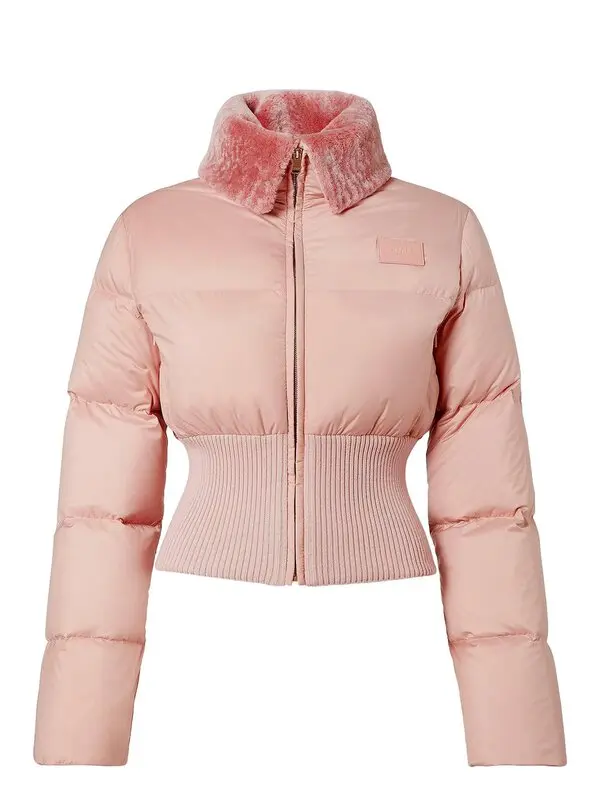 Fendi Technical Fabric And Shearling Down Jacket - Pink
