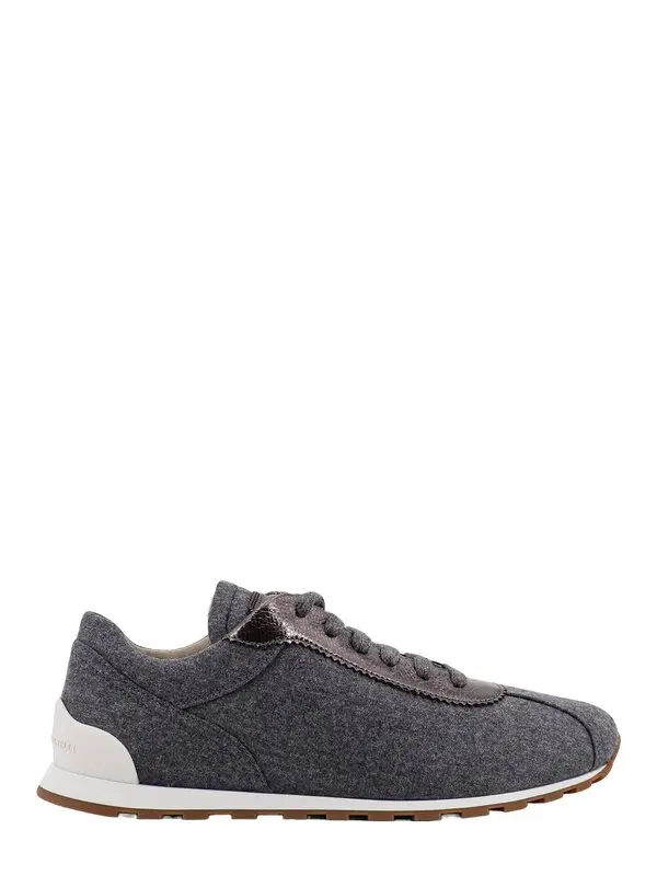 Brunello Cucinelli Wool Flannel Low-top Sneakers - Grey