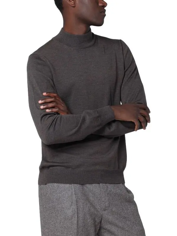 Tagliatore Virgin Wool Turtleneck Sweater - Brown