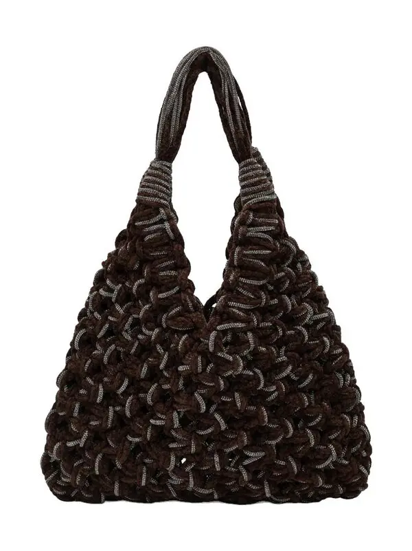 HIBOURAMA Velvet Crystal Handbag - Brown
