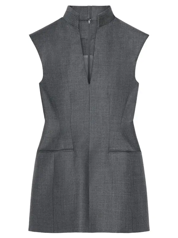 Givenchy Sleeveless Tailored Wool Dress - Grey Mix