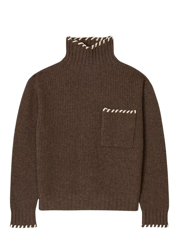 Sandro Oversized Turtleneck Sweater - Brown