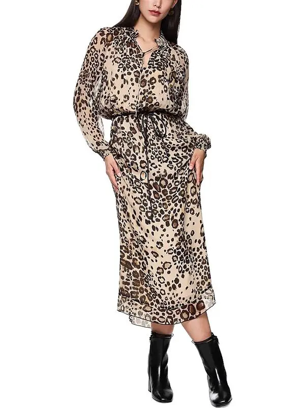 MARC CAIN Maxi Dress With Leopard Print - Soft Cappuccino