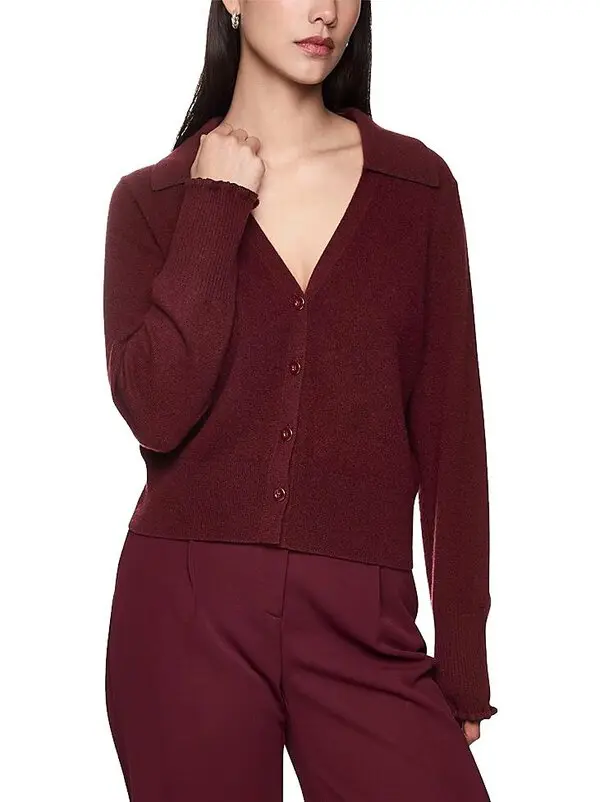 MARC CAIN Cropped Cashmere Cardigan - Bright Maroon