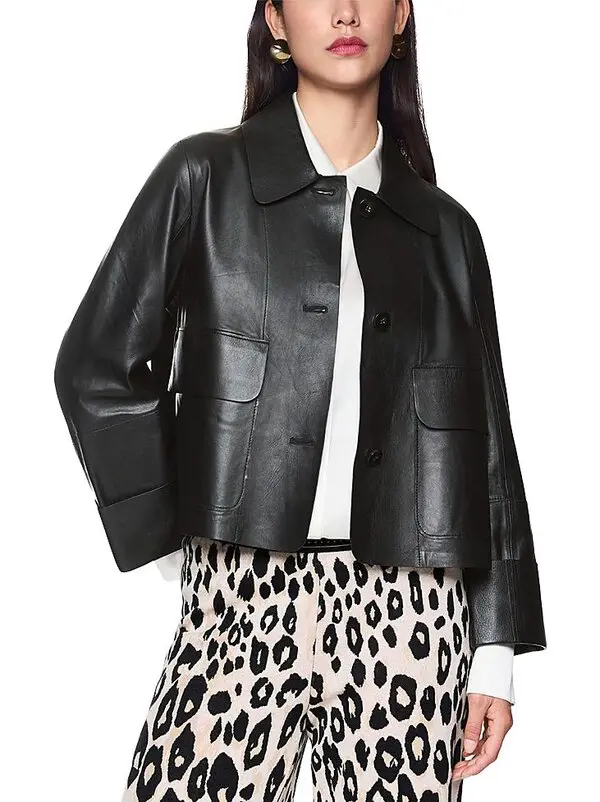 MARC CAIN Lightweight Leather Jacket - Black
