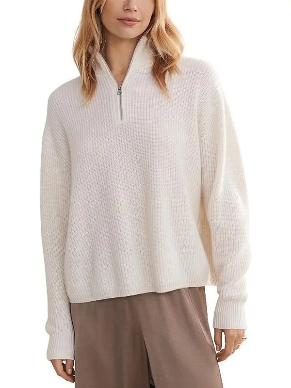 Jenni Kayne Cashmere Half Zip Sweater - Ivory