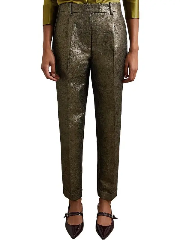 REISS Sparkle Tapered Trousers - Gold