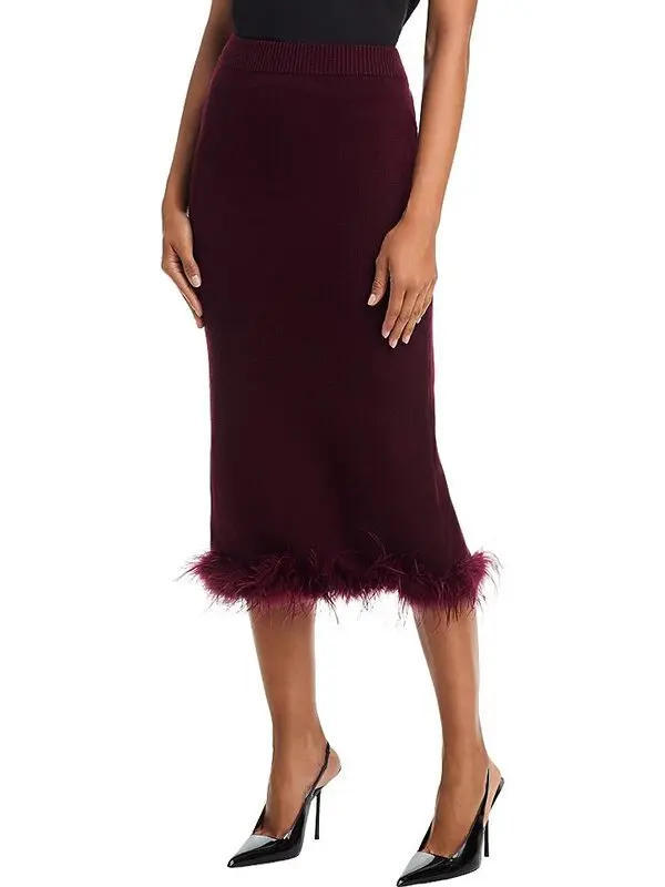 WAYF Bethany Feather-trim Skirt - Plum