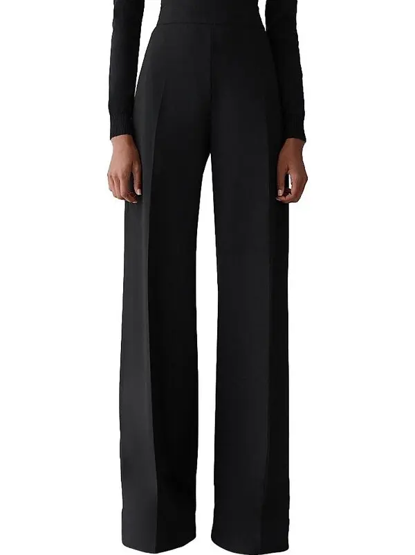 Carolina Herrera Diane Wool Blend Wide Leg Pants - Black