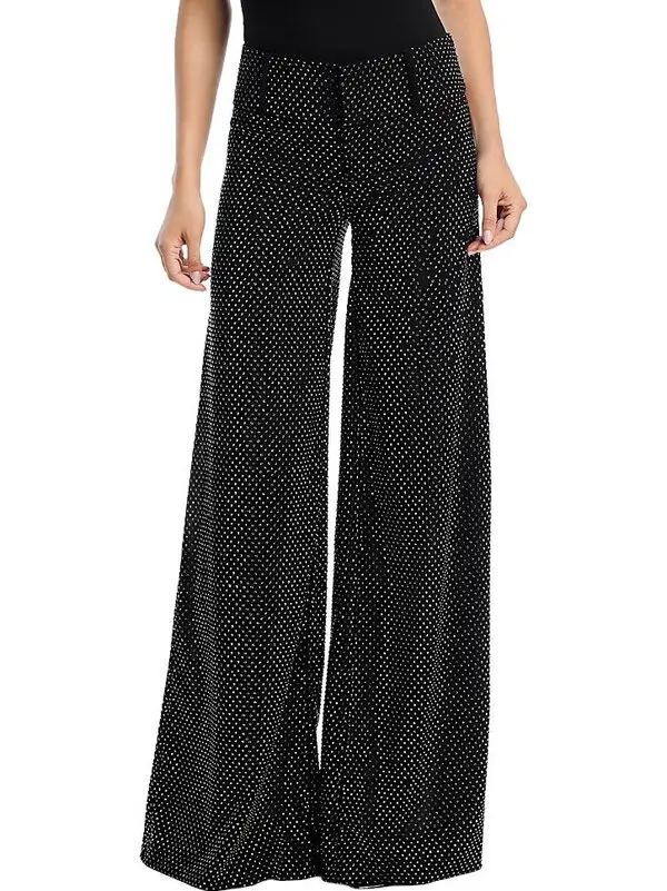 Alice + Olivia Embellished Wide Leg Trousers - Black