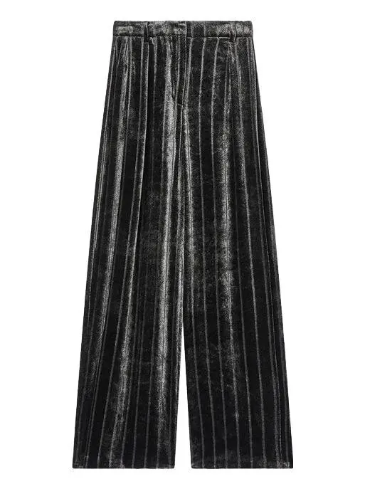 Emporio Armani Velvet Wide-leg Trousers - Black / White / Pink / Gray