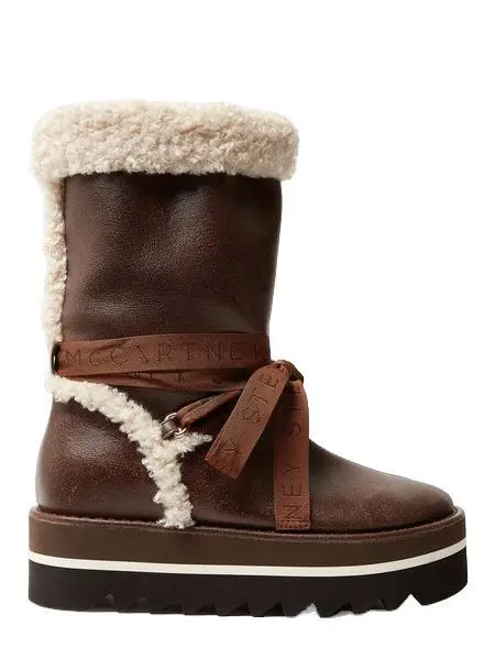 Stella McCartney Vegan Plush-lined Platform Snow Boots - Natural