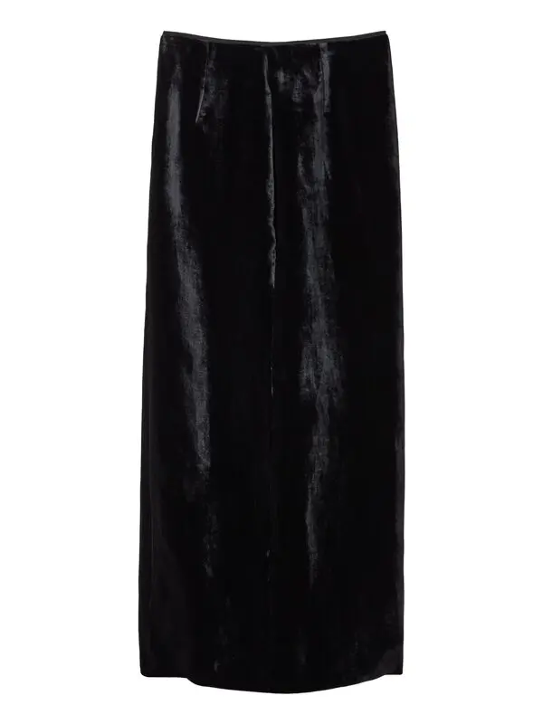 HOUSE OF DAGMAR Velvet Maxi Pencil Skirt - Black