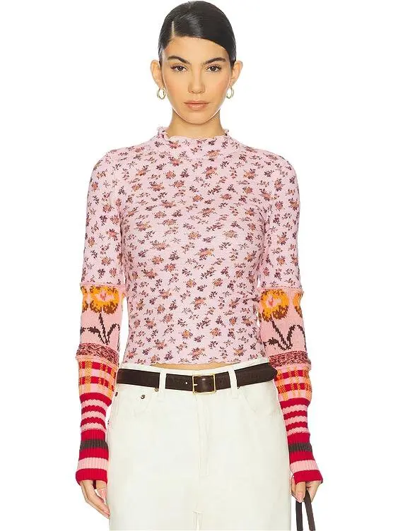 Free People We The Free Bold Bowery Cuff Top - Cherry Blossom Combo