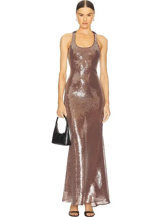 Monse Sequin Racerback Gown - Dark Nude