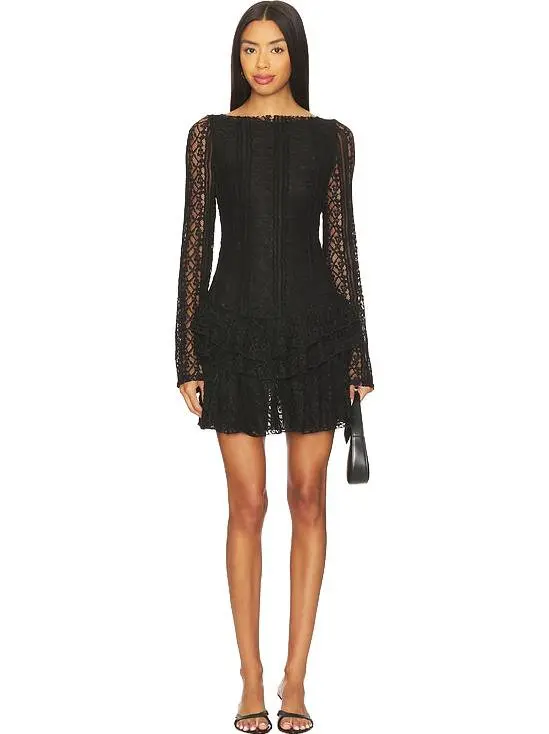 Free People Tabby Lace Mini Dress - Black