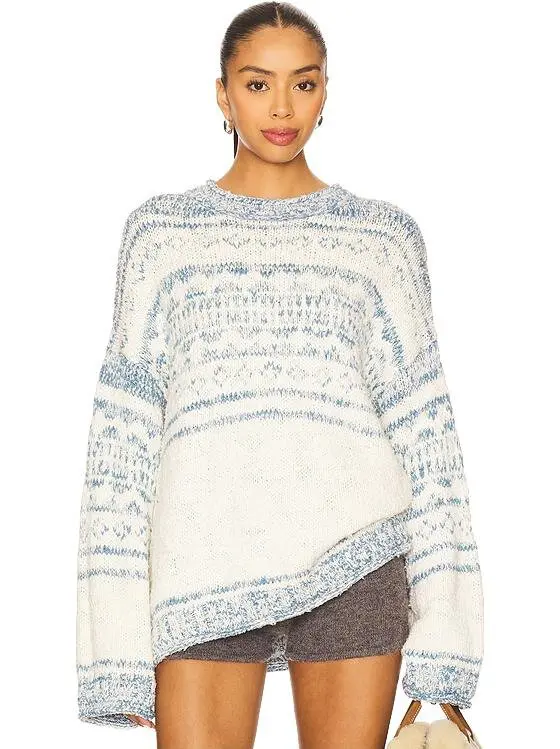 Free People Dani Pattern Sweater - Cloud Combo