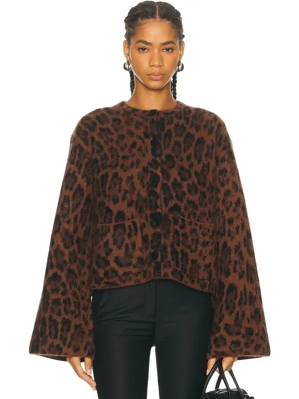 Adam Lippes Barret Cashmere Jacket - Natural Leopard