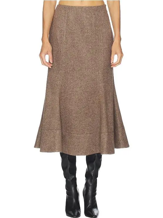 CAMILA COELHO Sidonia Midi Skirt - Herringbone Taupe