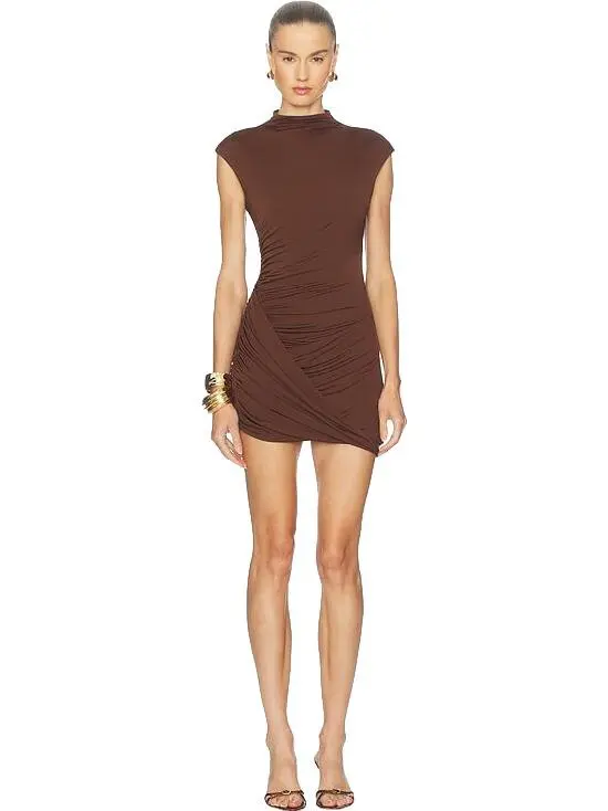 CAMILA COELHO Evalda Mini Dress - Chocolate