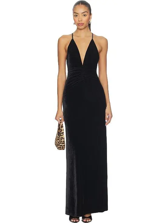 Tularosa Marilyn Velvet Gown - Black