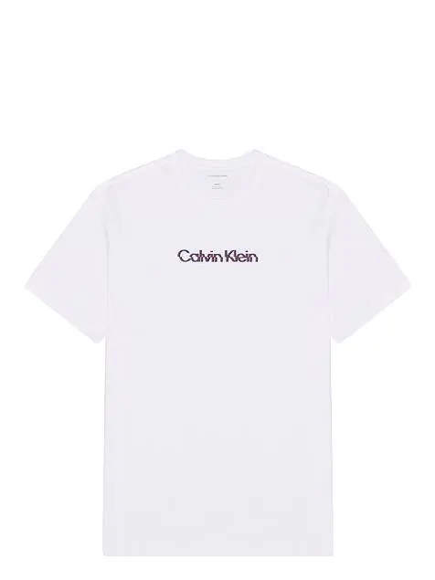 Calvin Klein Glitched Logo Tee In White - Brilliant White