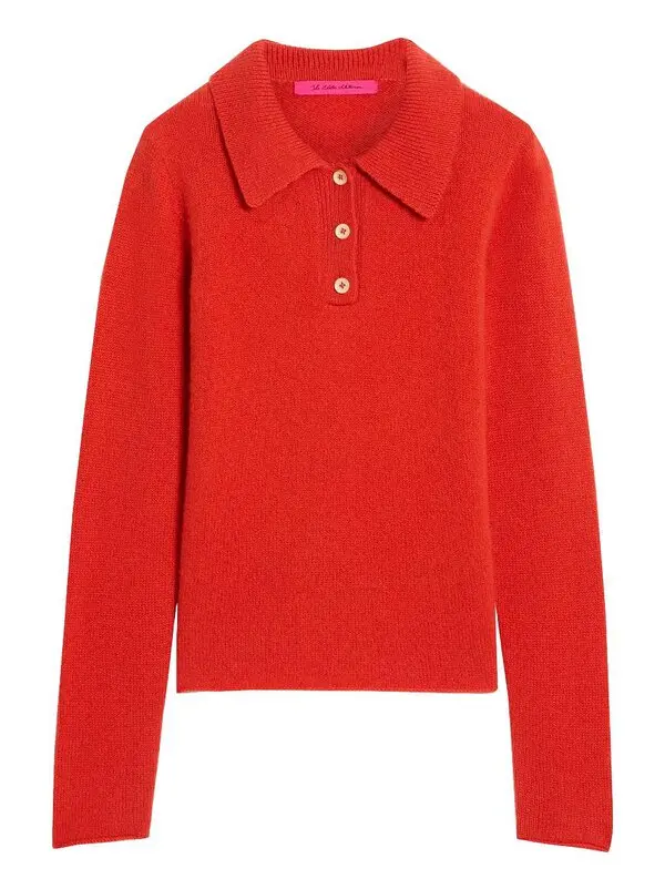 THE ELDER STATESMAN Cashmere Polo Sweater - Papaya