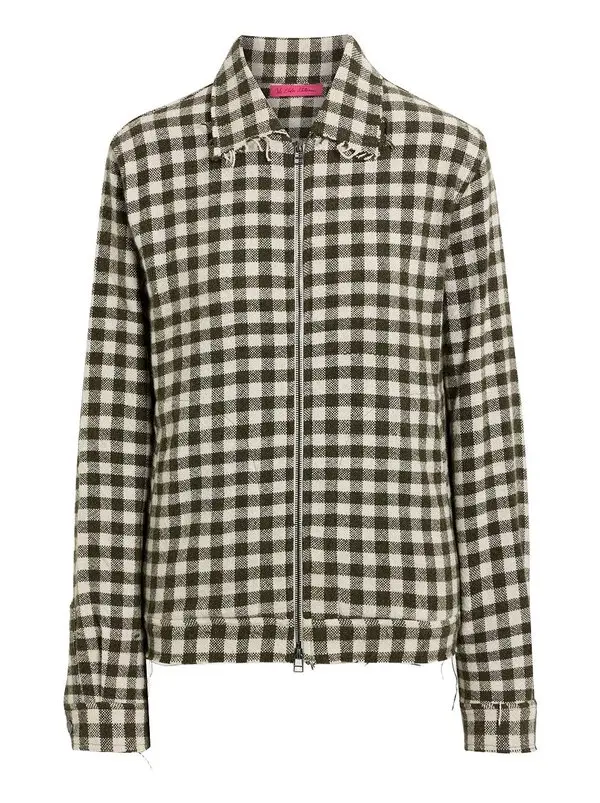 THE ELDER STATESMAN Decon Gingham Cashmere Jacket - Army Green