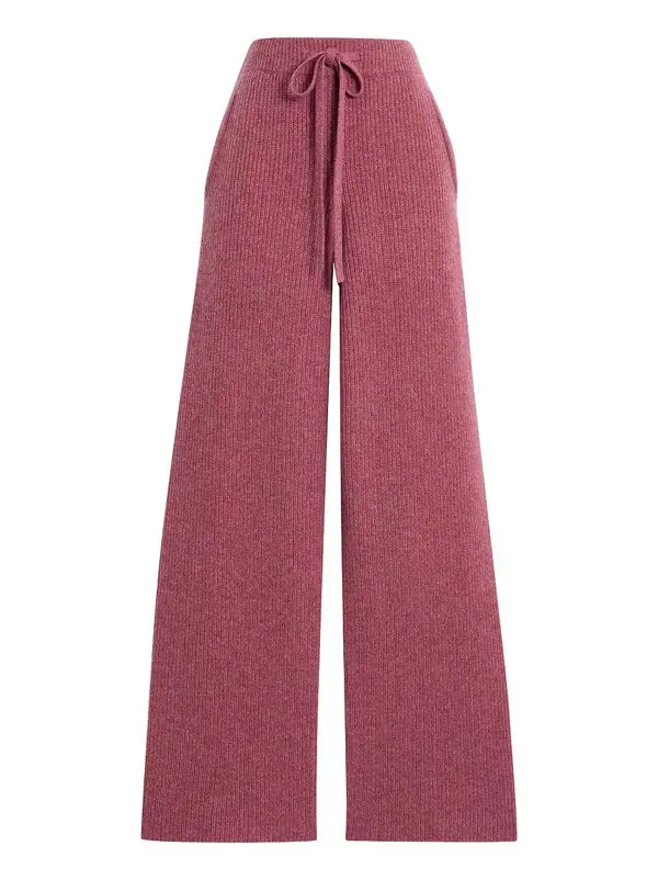 THE ELDER STATESMAN Ribbed Cashmere Track Pants - Antique Rose
