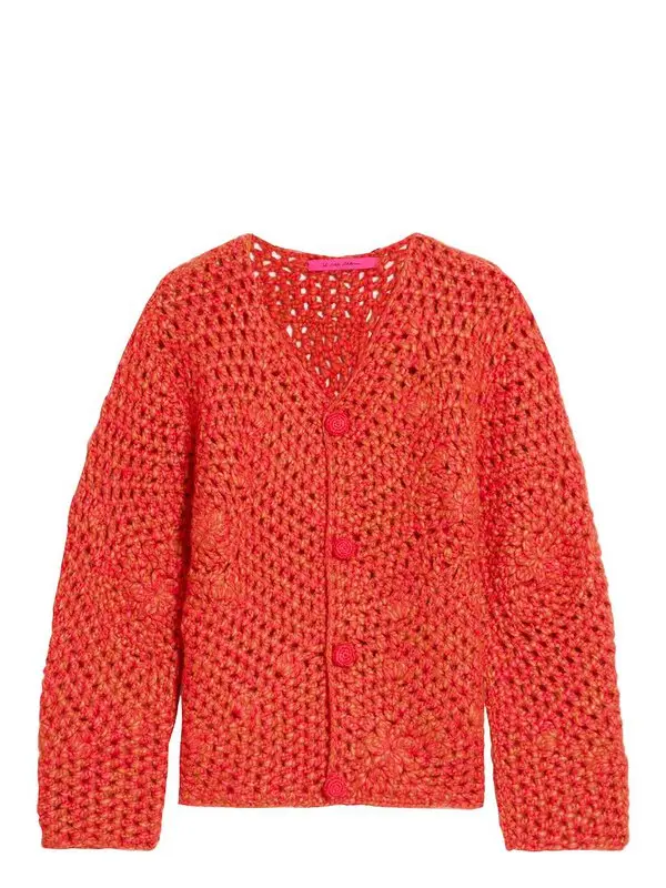 THE ELDER STATESMAN Crocheted Alpaca-blend Cardigan - Papaya