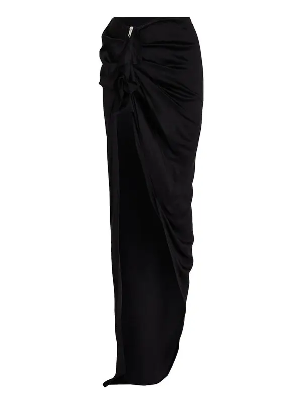 Rick Owens Draped Satin Maxi Skirt - Black