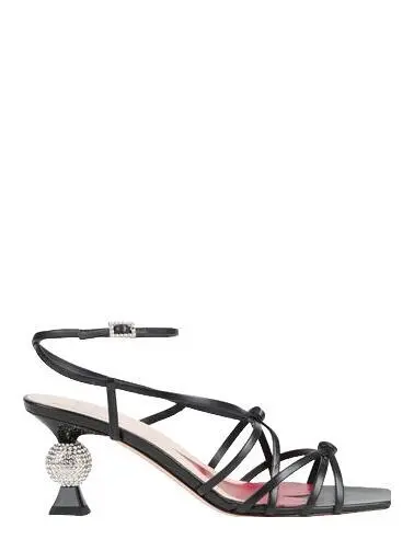 ROGER VIVIER Leather Ankle Strap Sandals - Black