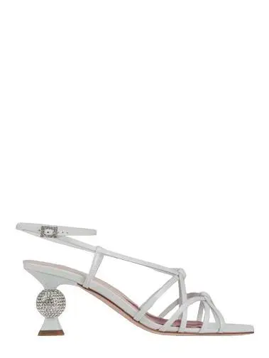 ROGER VIVIER Leather Ankle Strap Sandals - White