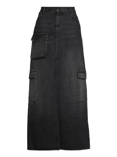 Pinko Cotton Denim Maxi Skirt - Black