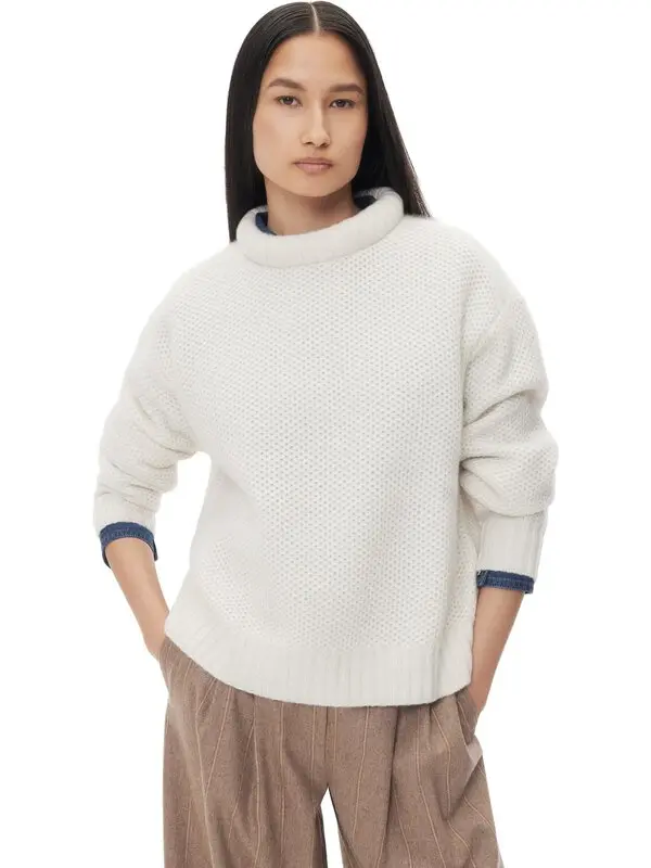 TWP Cashmere Waffle Thermal Sweater - Ivory