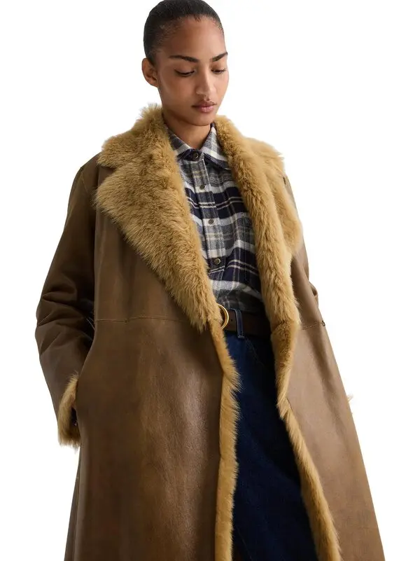 TWP Reversible Long Aspen Shearling Jacket - Toasted Coconut