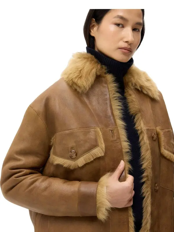 TWP Reversible Shearling Jacket - Toasted Coconut