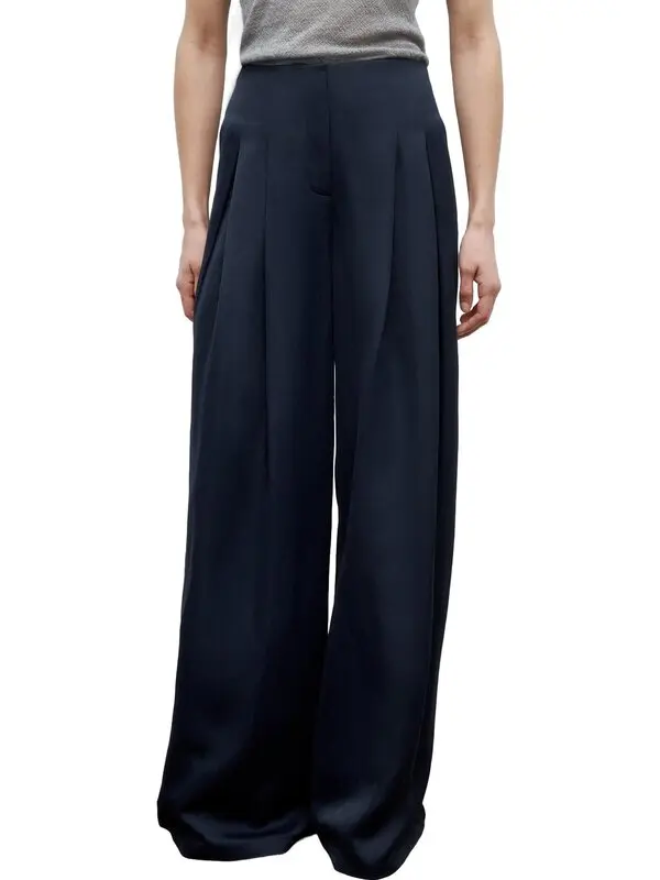 TWP Drew Coated Viscose Linen Pants - Midnight