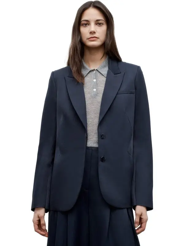TWP Coated Viscose Linen Boyfriend Blazer - Midnight