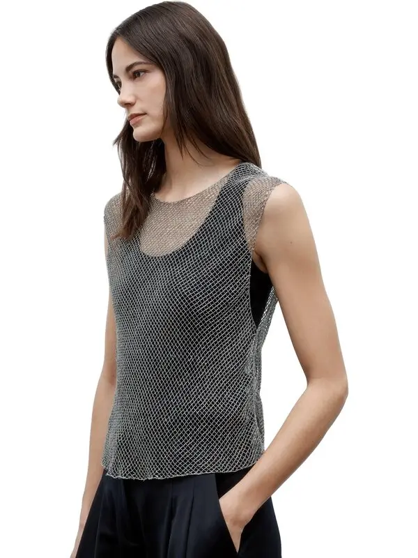 TWP Chloe Bugle Bead Top - Gunmetal