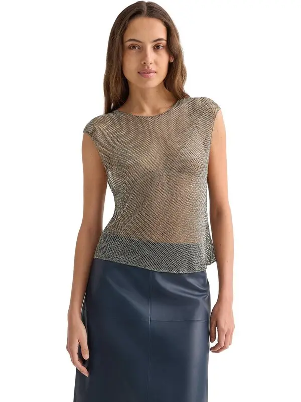 TWP Chloe Bugle Bead Top - Gunmetal