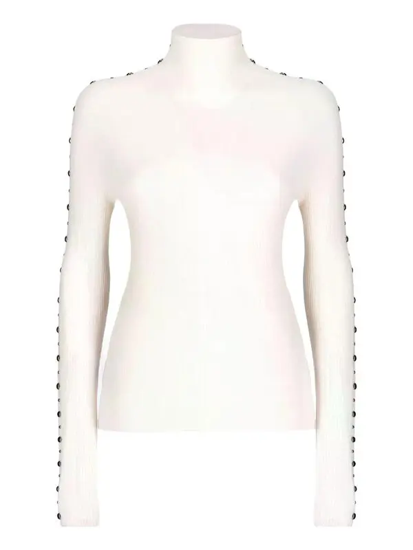 LANEUS Ribbed Embellished Top - Neutrals