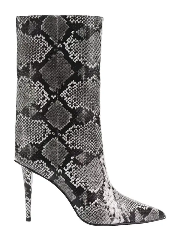 POTAMY Leather Knee-high Stiletto Boots - Silver