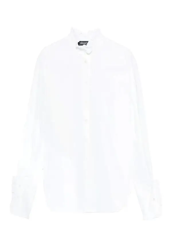 DRHOPE Ruffled Trim Shirt - White