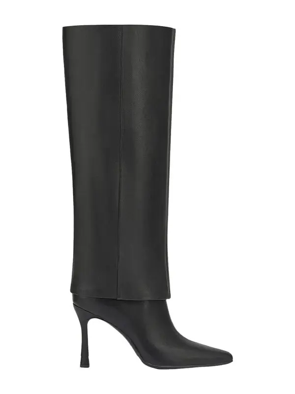 POTAMY Leather Knee-high Stiletto Boots - Black