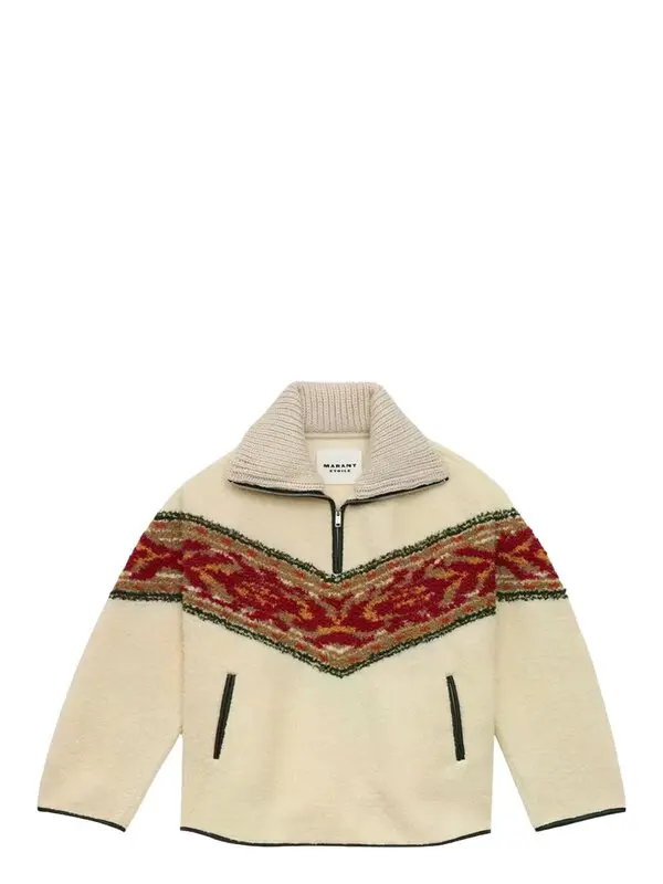 MARANT ETOILE Marner Graphic-stripe Fleece Sweater - Neutrals
